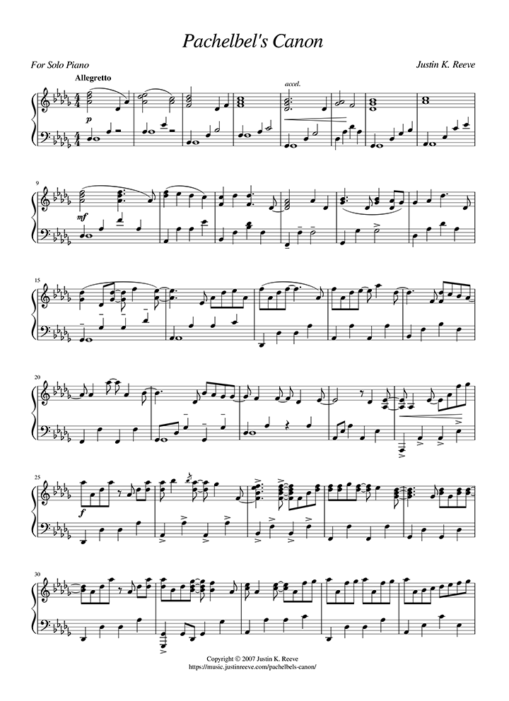 Sheet Music – Music by Justin K. Reeve